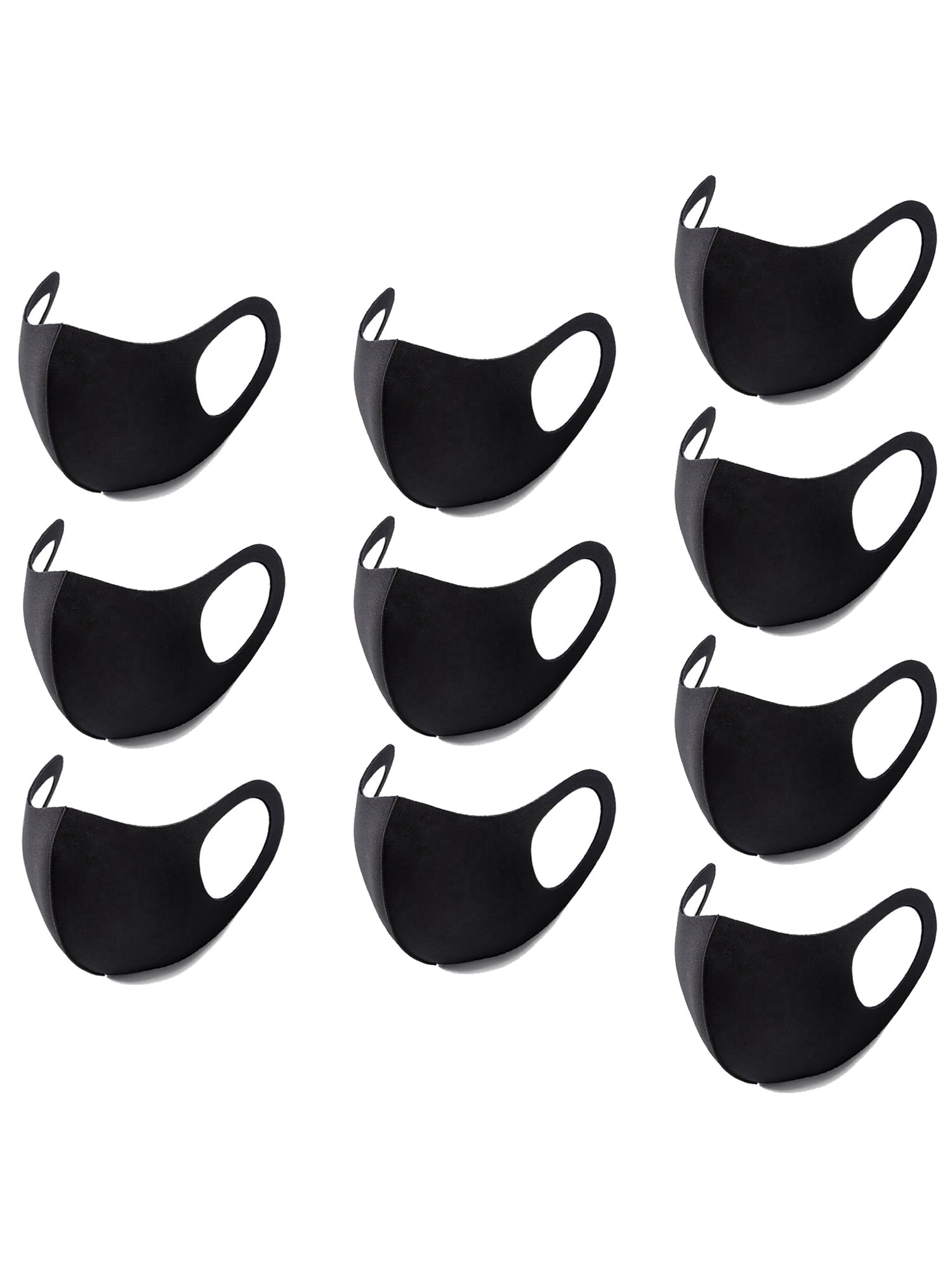10 Pack Washable Face Mask Reusable Breathable Mouth Mask Black ...