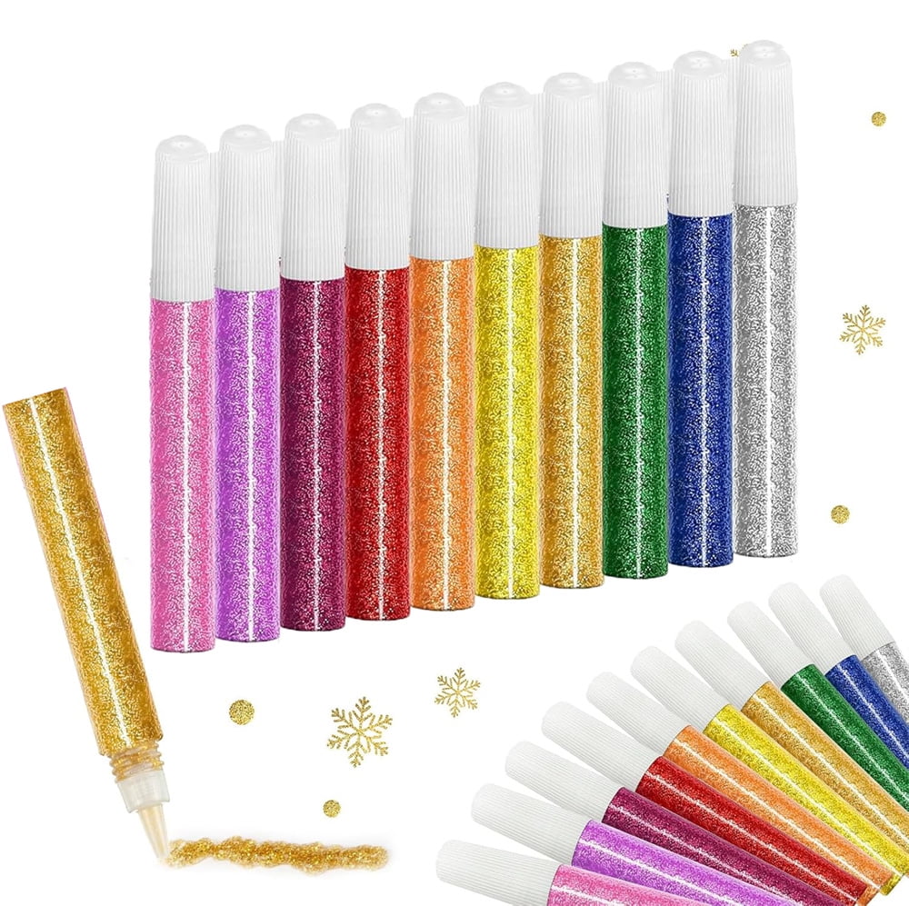 10 Pack Washable Glitter Glue Stick Set, DIY Arts & Crafts Glitter Pens ...