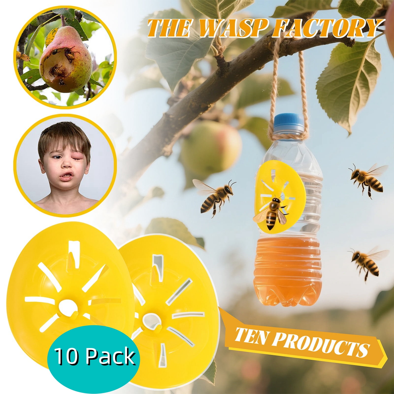 10 Pack Wasp Traps, 2.4×2.8 Inches Flower Shape Wasp Trap, Bee Catcher ...