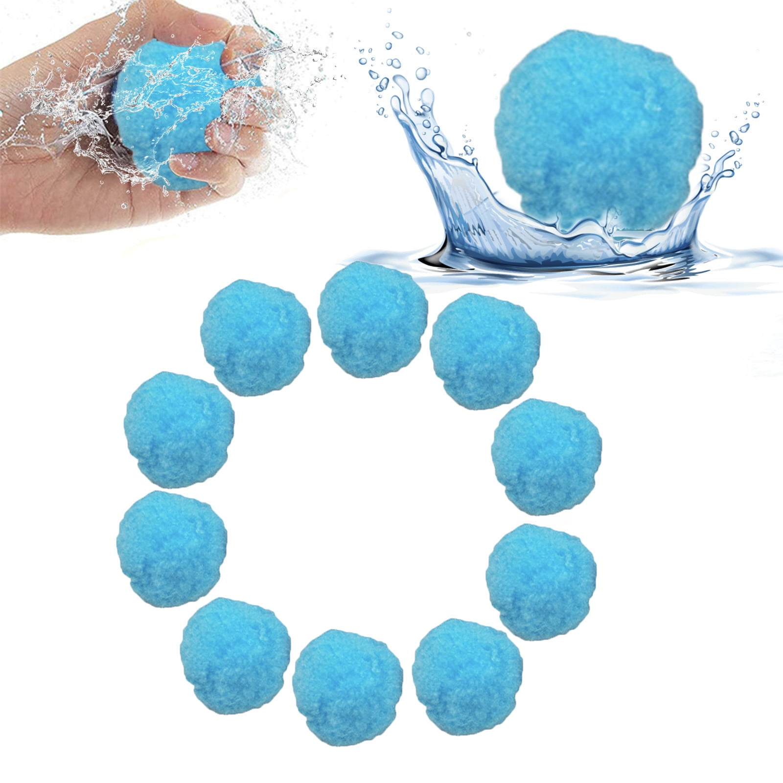 10 Pack Water Balls Reusable, Cotton Balls for Water Fight Outdoor ...