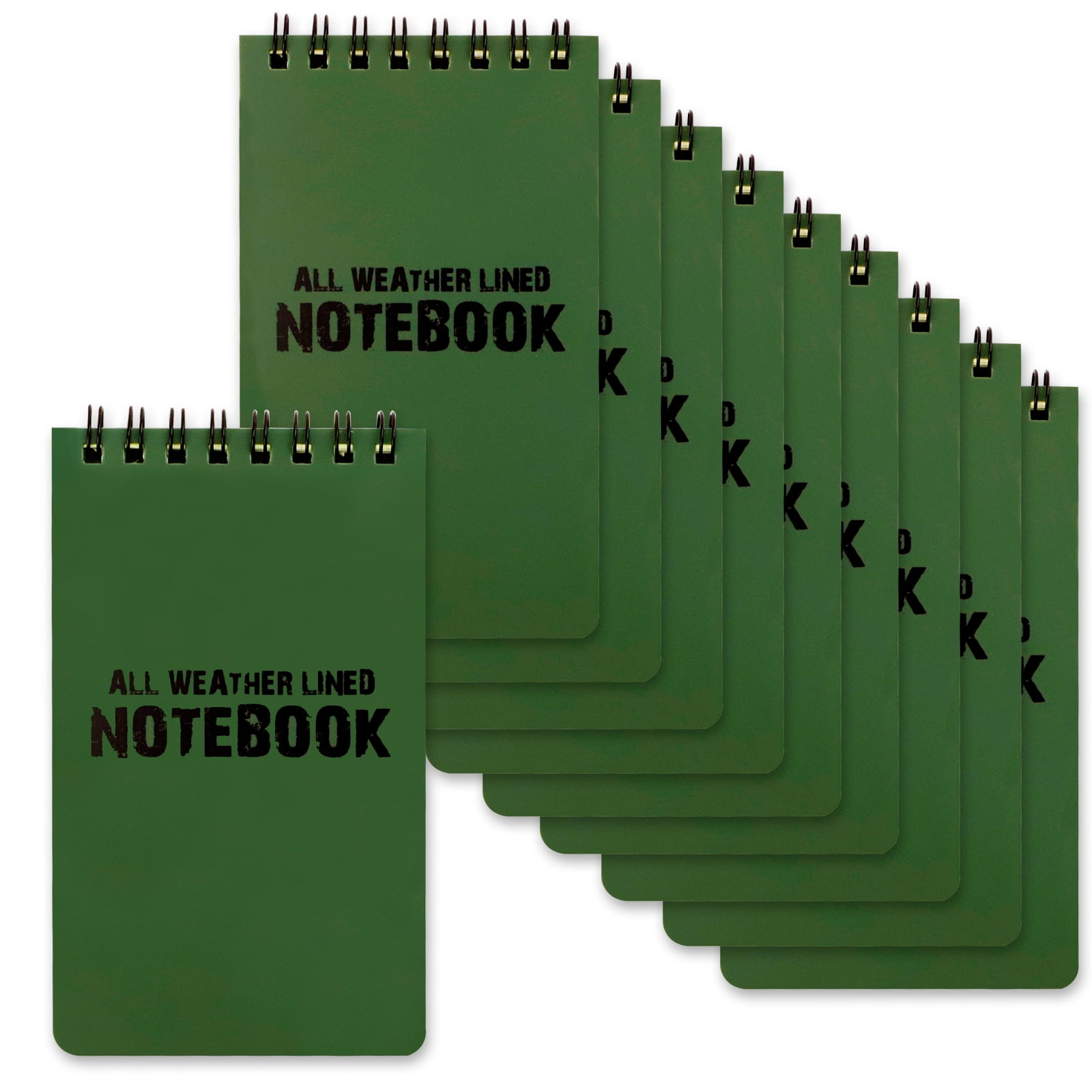 10 Pack Waterproof Notebook, All Weather Tactical Steno Pads Top Spiral ...