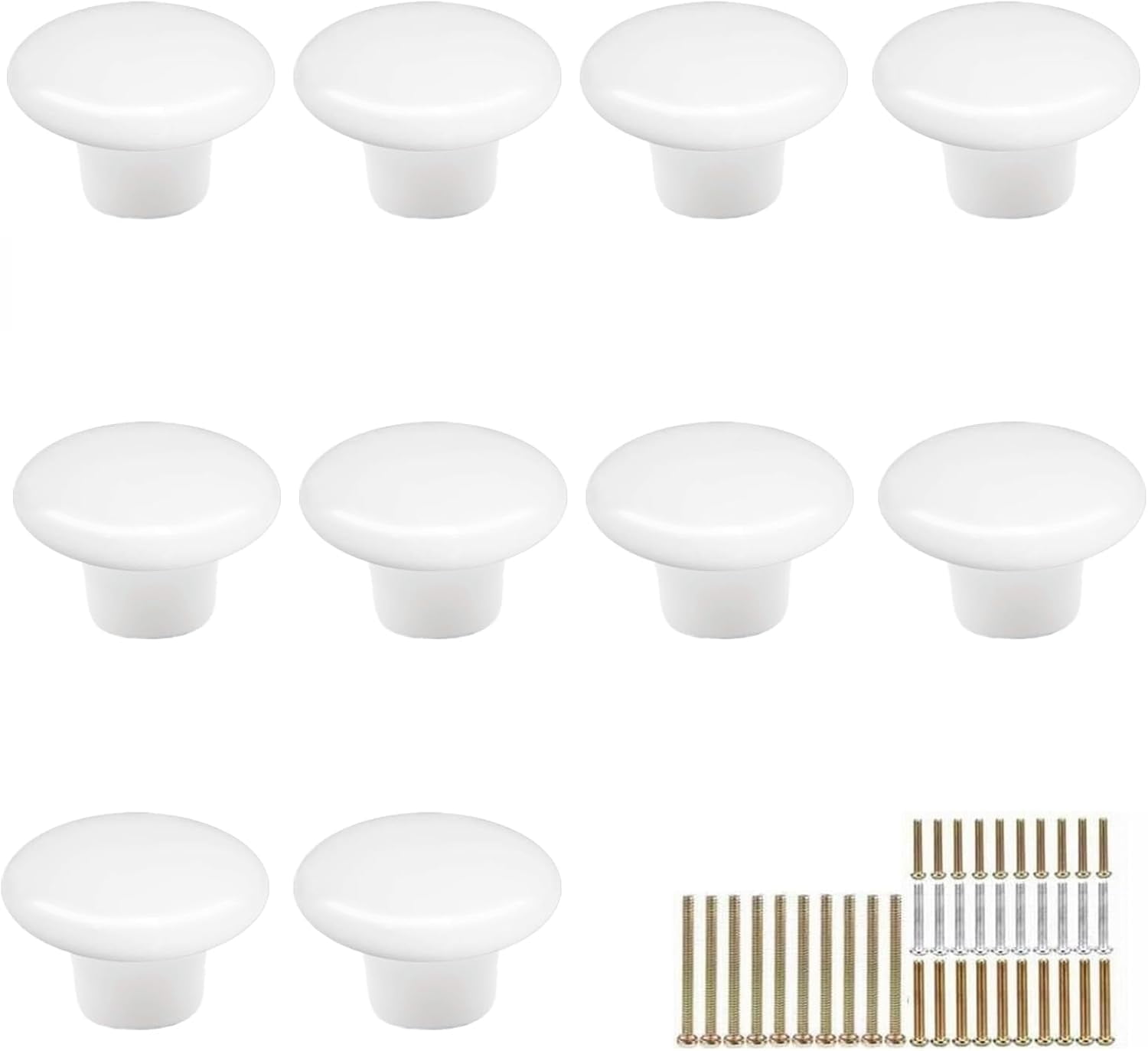 10 Pack White Ceramic Cabinet Knobs Vintage Round Drawer Cupboard ...