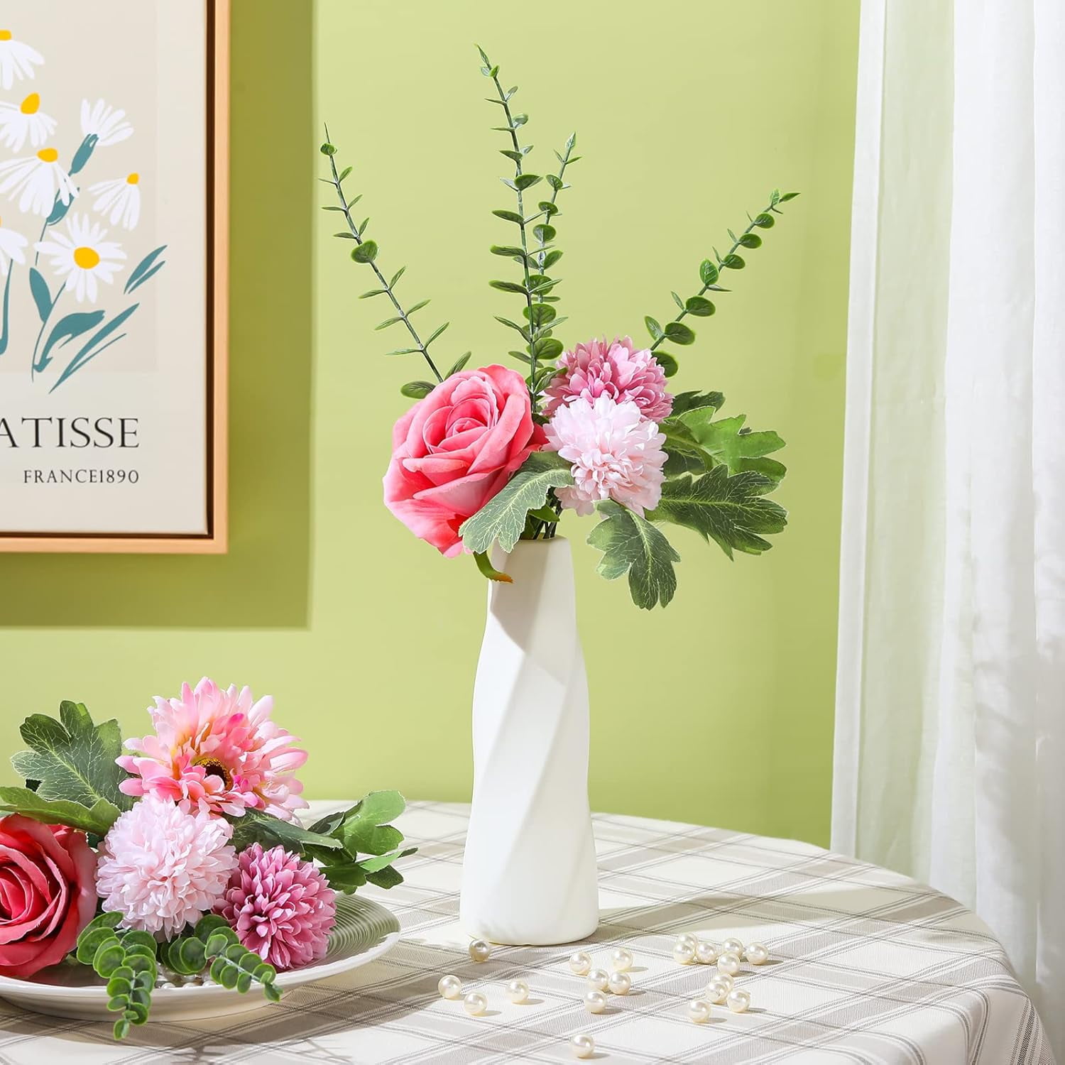 10 Pack White Composite Plastic Flower Vases for Centerpieces - Tall ...