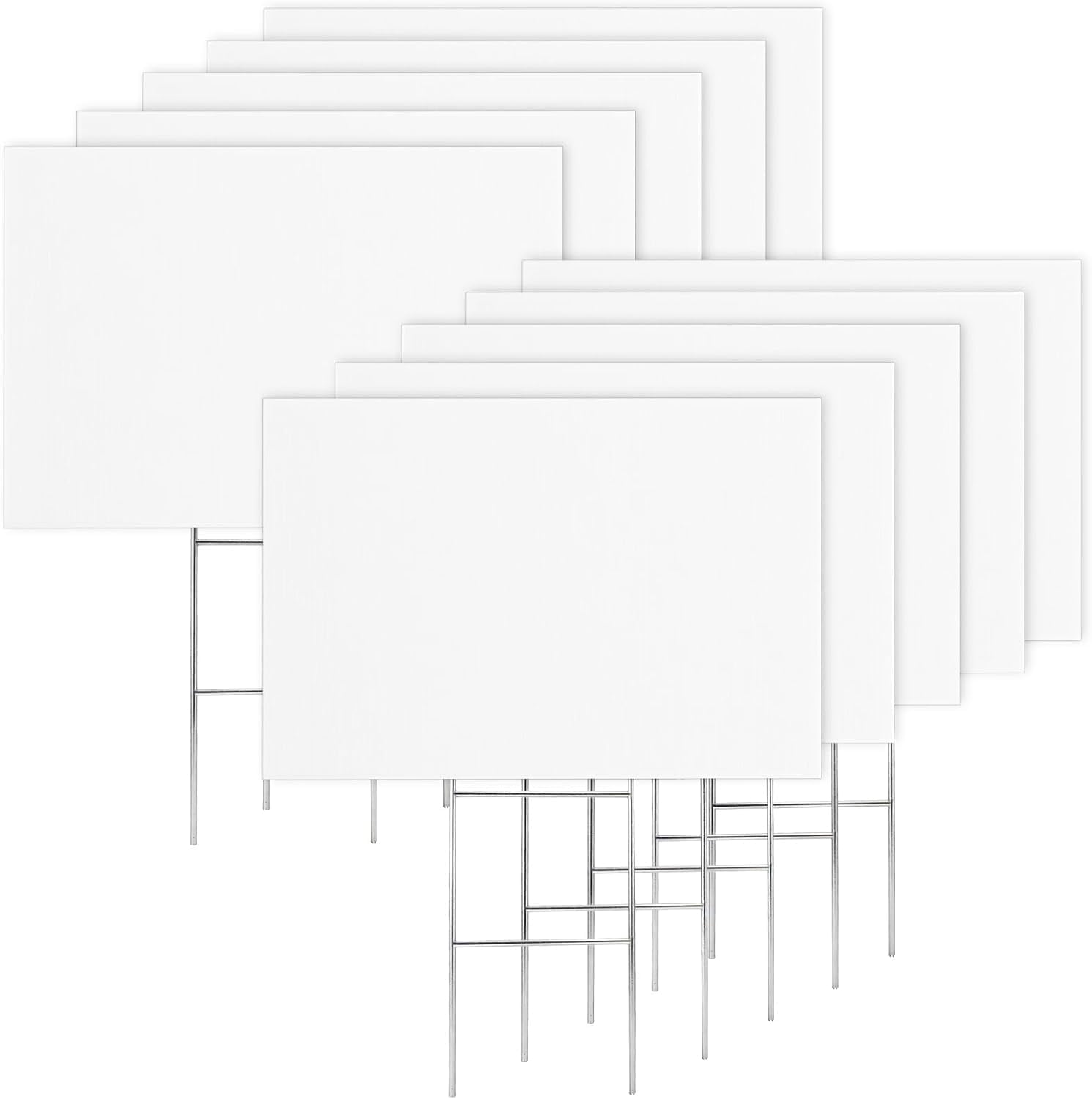 10 Pack White Corrugated Plastic Yard Signs 17x12 Inch Large Blank ...