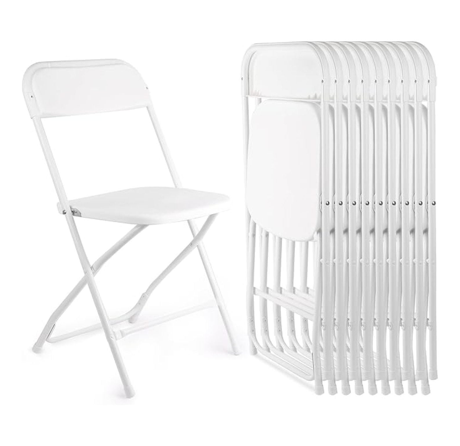 10 Pack White Folding Chairs, Portable Stackable Foldable Chair, Indoor ...