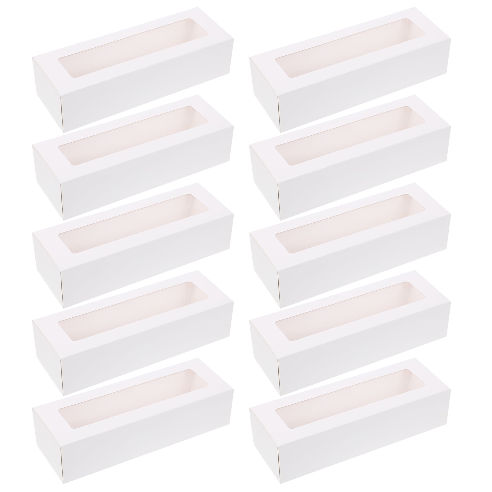 10 Pack White Macarons Packaging Boxes with Clear Display Window Bakery ...
