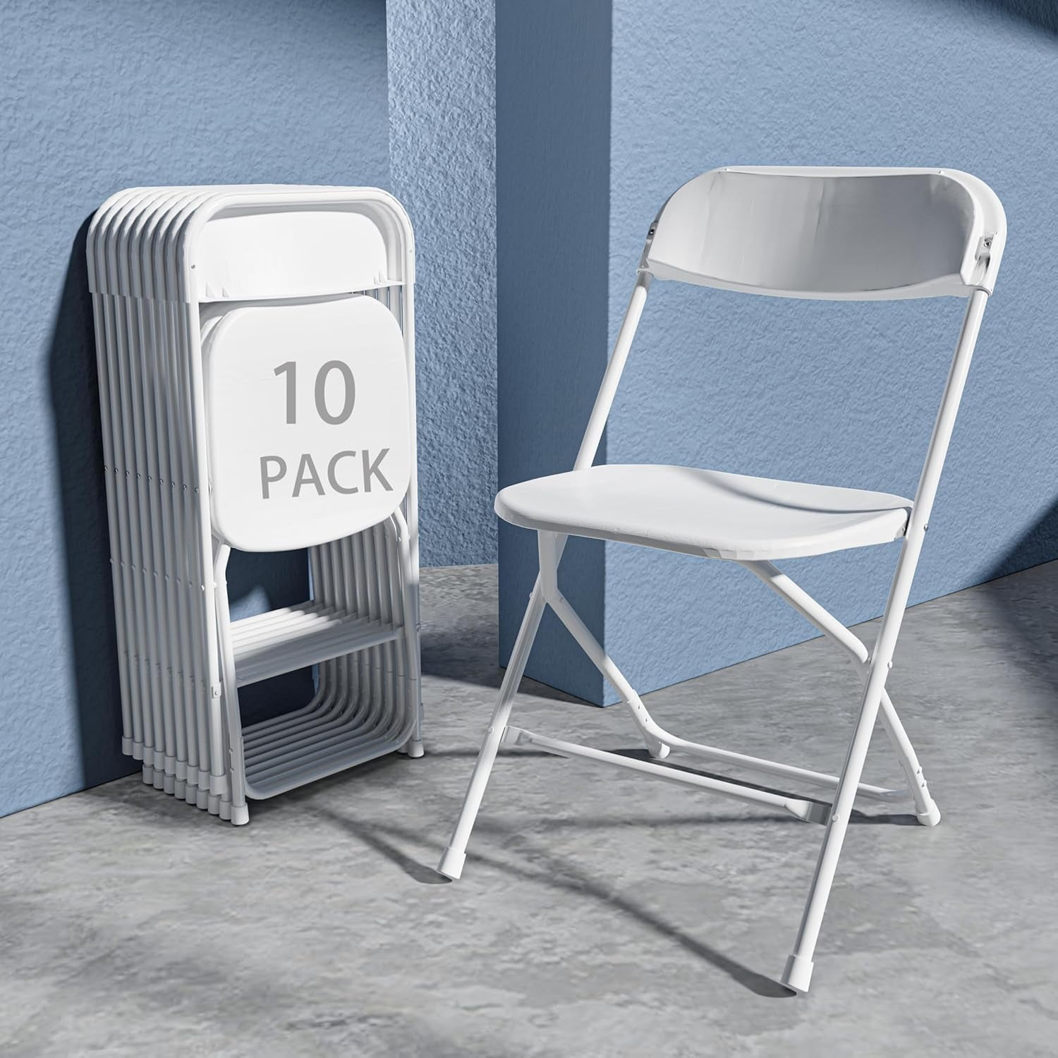 10 Pack White Plastic Folding Chair, Plastic Foldable Chair for Indoor ...