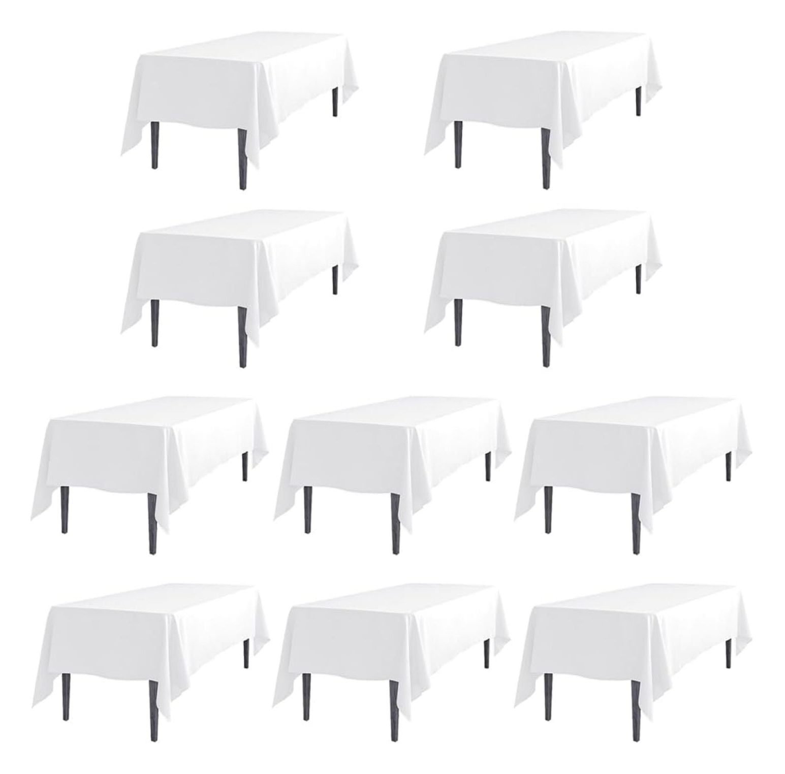 10 Pack White Rectangular Tablecloths 60 x 102 Inch for 6 Feet ...