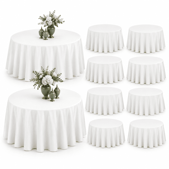 10 Pack White Round Tablecloth 90 Inch - Walmart.com
