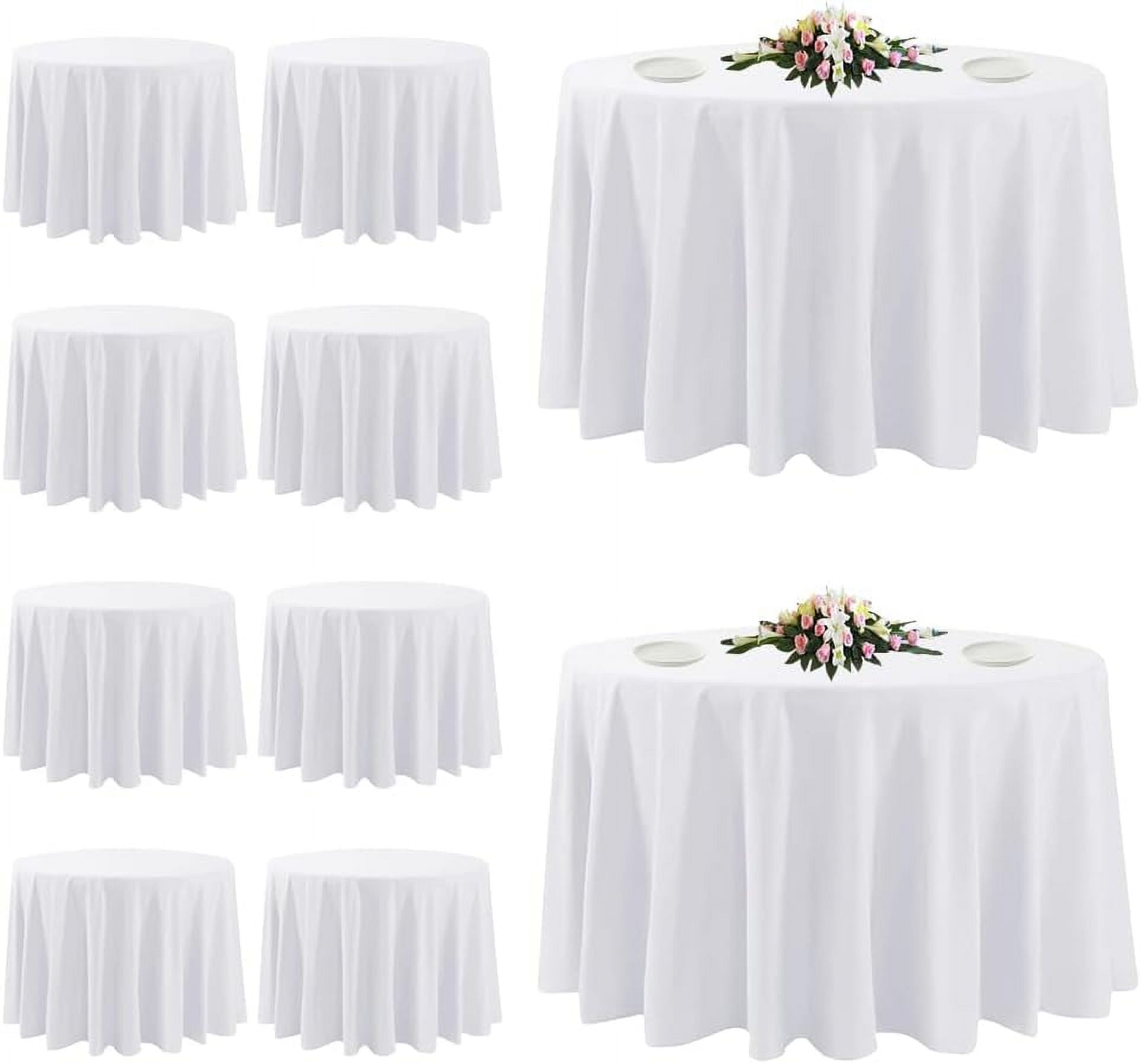 10 Pack White Round Tablecloths, 120 Inch Stain Resistant and Wrinkle ...