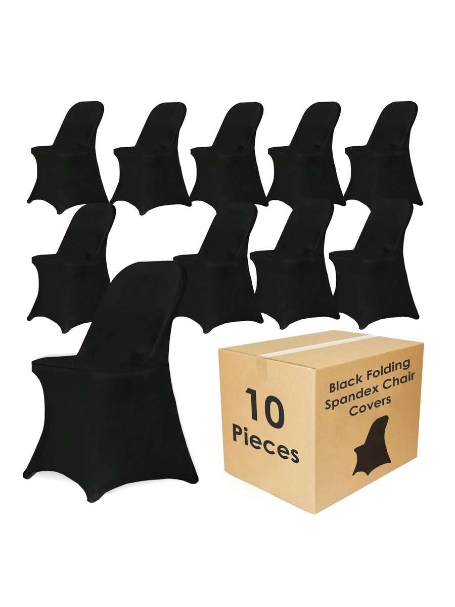 10 Pack White Spandex Folding Chair Covers – Stretch Washable Fitted ...