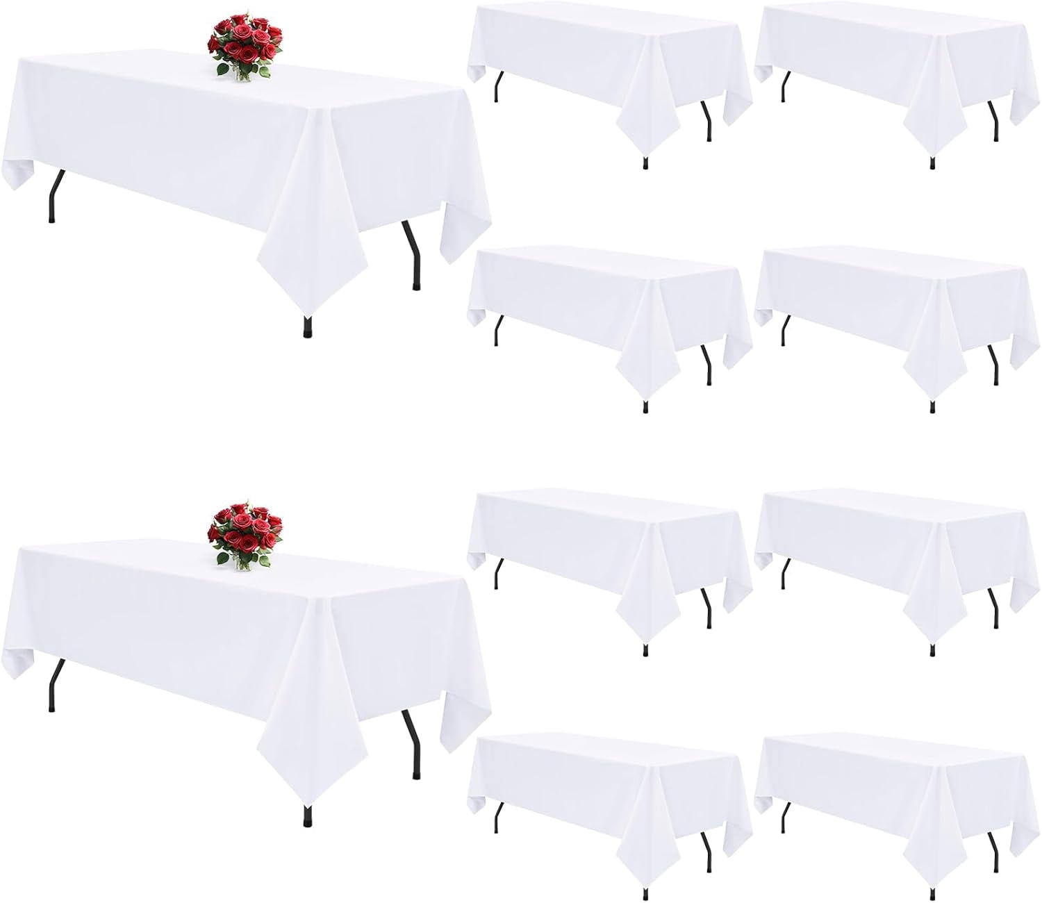 10 Pack White Table Cloth Rectangle 60x126 inch White Tablecloths for 8 ...