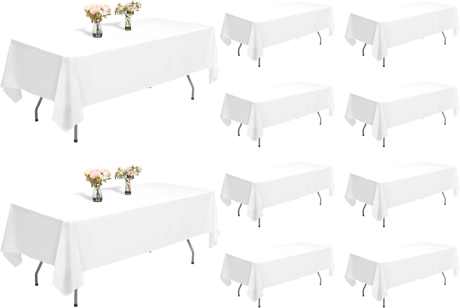 10 Pack White Table Cloth Rectangle Table - 60 x 126 Inches, Table ...