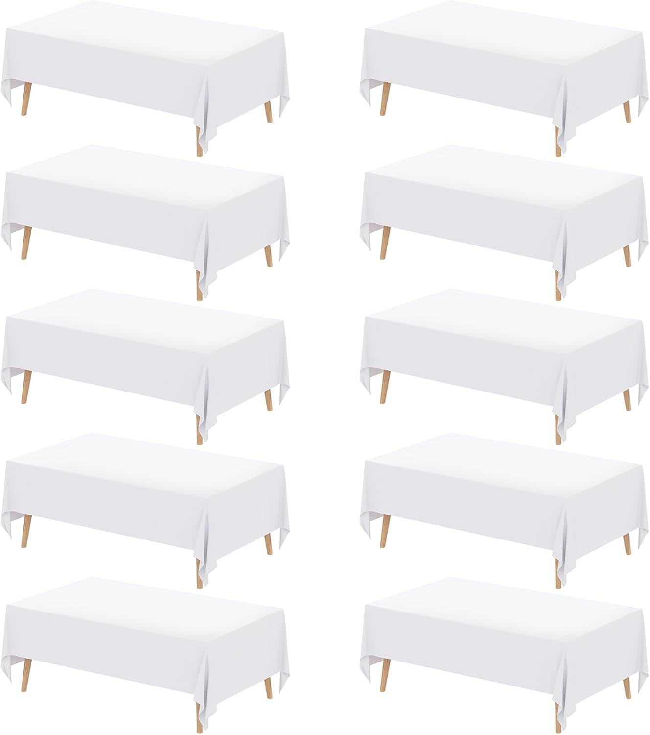 10 Pack White Table Cloth for Rectangle Table, 70 x 120 Inch Polyester ...