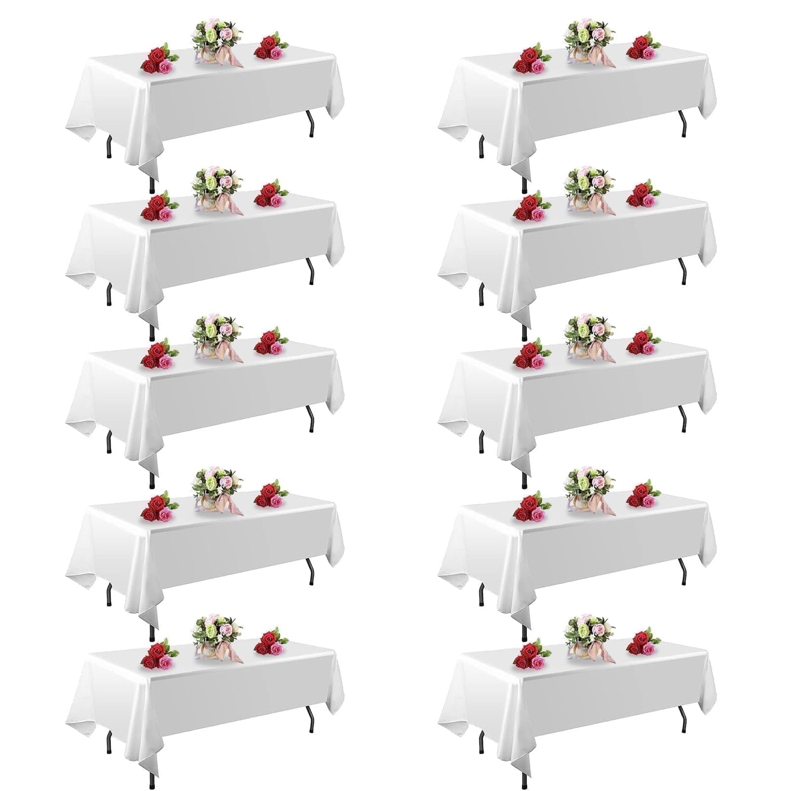10 Pack White Table Cloth Rectangle Tablecloths 60X102 Inch,Polyester ...
