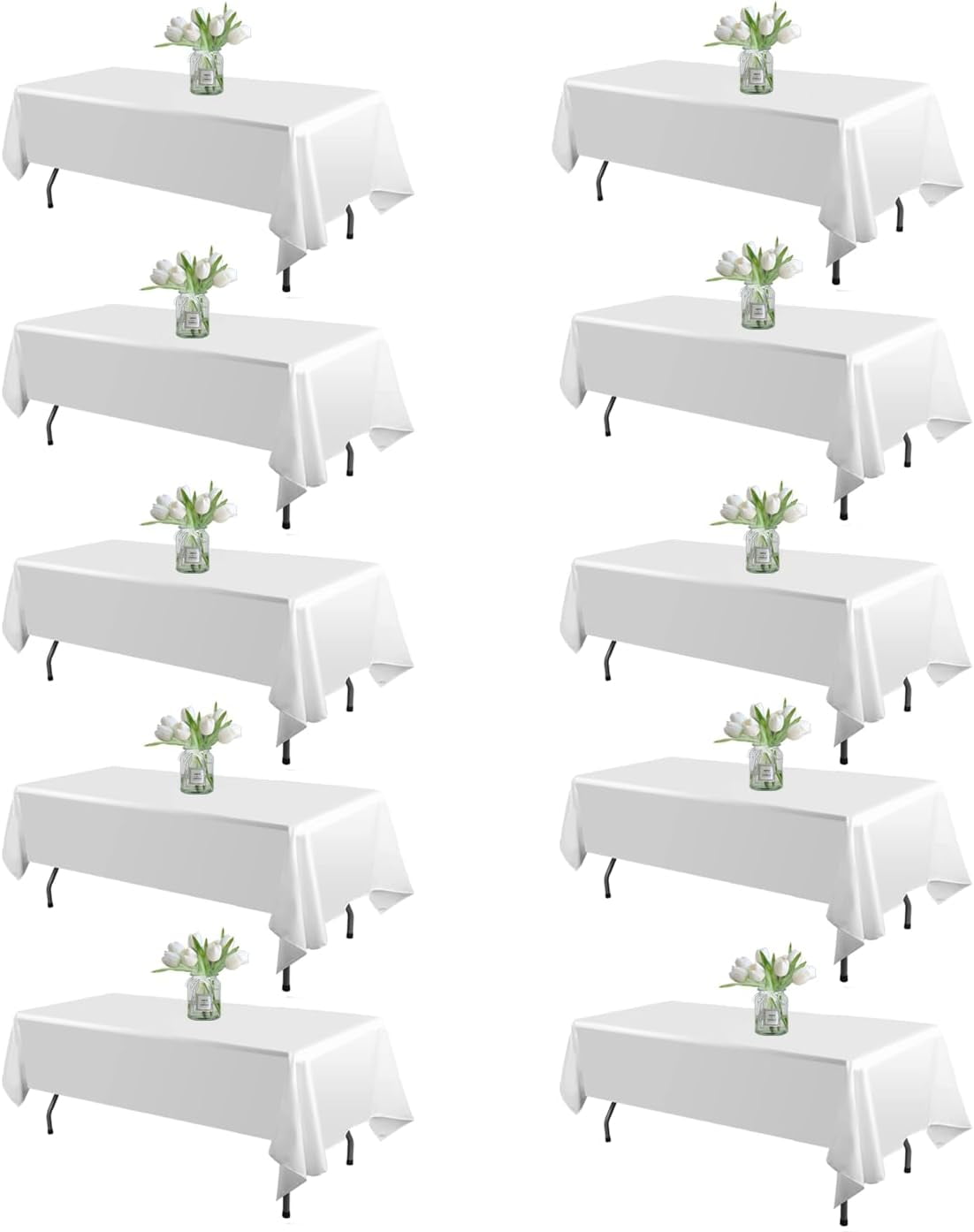 10 Pack White Table Cloth Rectangle Tablecloths 60X102 Inch,Polyester ...