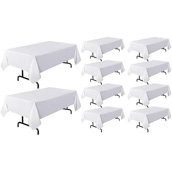 10 Pack White Tablecloth 60 x 102 Inch, Rectangle Table Cloth for 6 ...