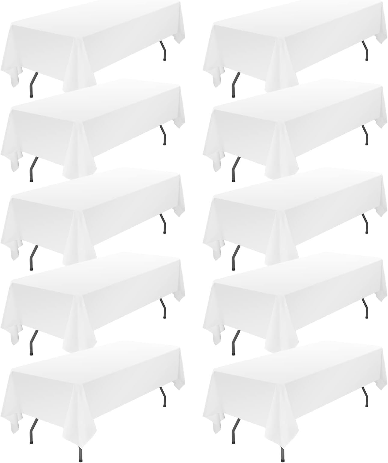 10 Pack White Tablecloth 60x102 inch Polyester Fabric Table Cloths for ...