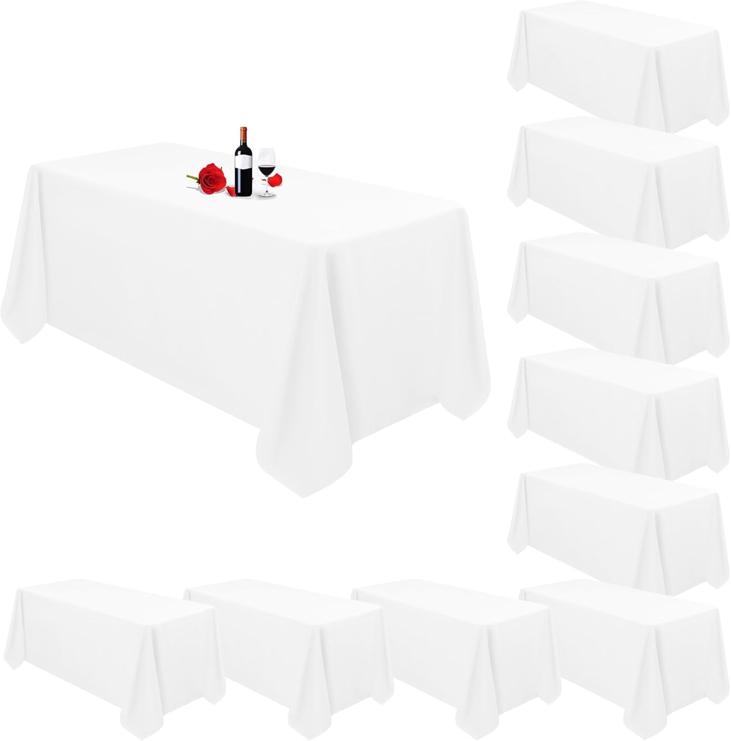 10-Pack White Tablecloths for 6-Foot Rectangle Tables (90 X 132 Inch ...