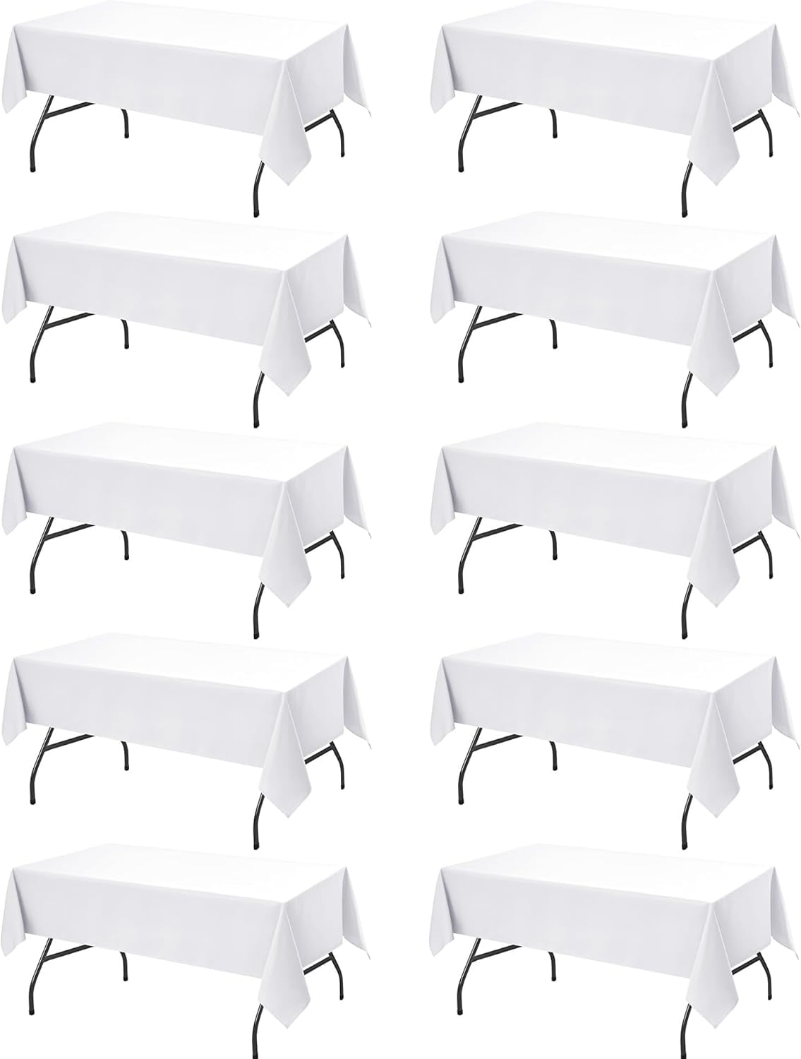 10-Pack White Tablecloths for Rectangle Tables, 60 x 102 Inches, Stain ...