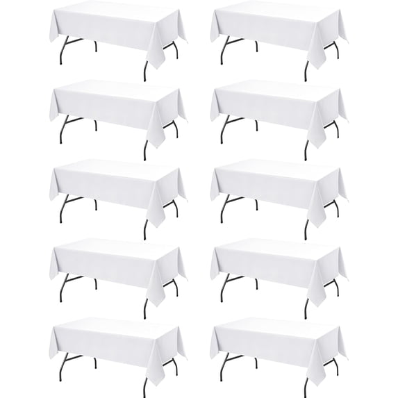 10-Pack White Tablecloths for Rectangle Tables, 60 x 102 Inches, Stain ...