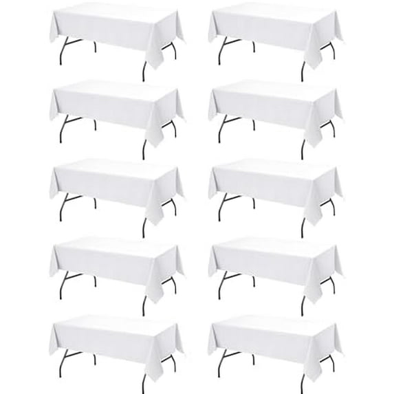 10-Pack White Tablecloths for Rectangle Tables, 60 x 84 Inches, Stain ...