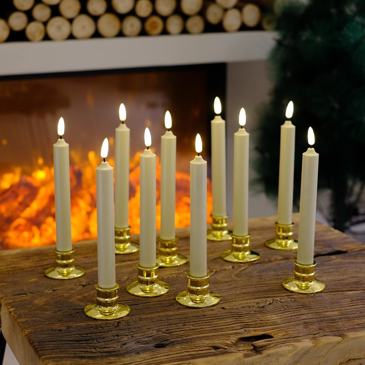 10 Pack Window Candles with 20 AA Batteries, 8'' Tall IVORY LED Battery ...