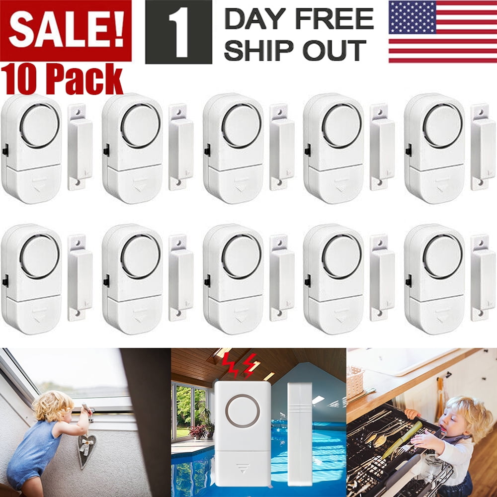 WUHAO Wireless Security Window Door Alarm 10 Pack Super Loud 90 dB ...