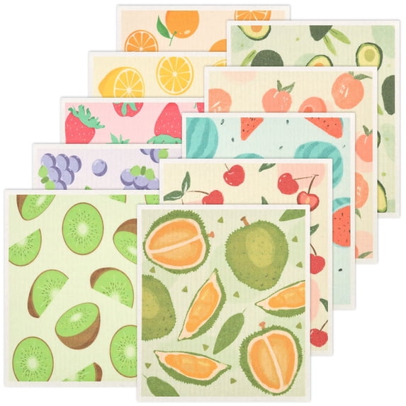 10-Pack Wood Pulp Swedish Dishcloths – Highly Absorbent, Washable, Non ...