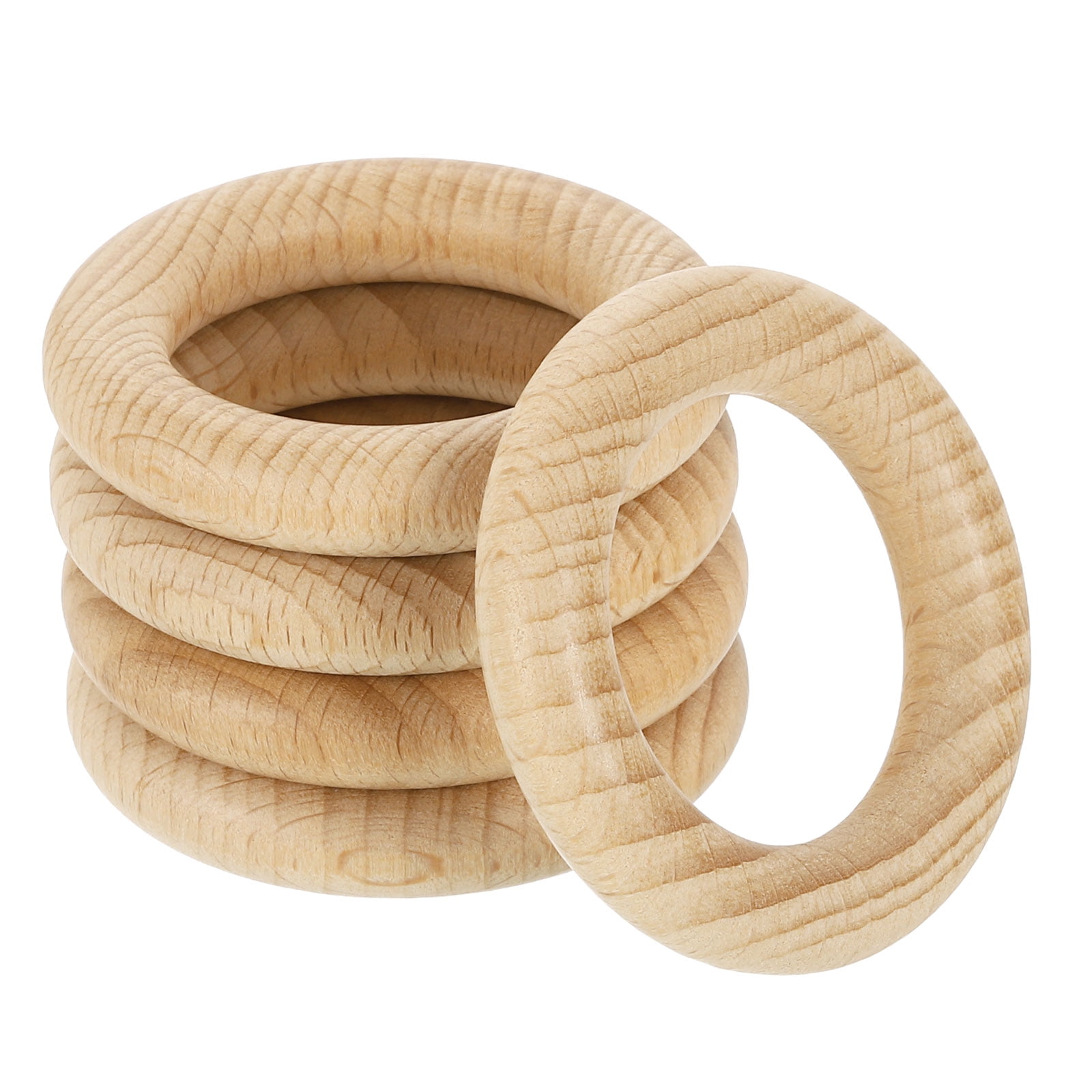 10 Pack Wood Rings, 2.36"(60mm) OD. 11mm Thick Natural Beech Solid ...