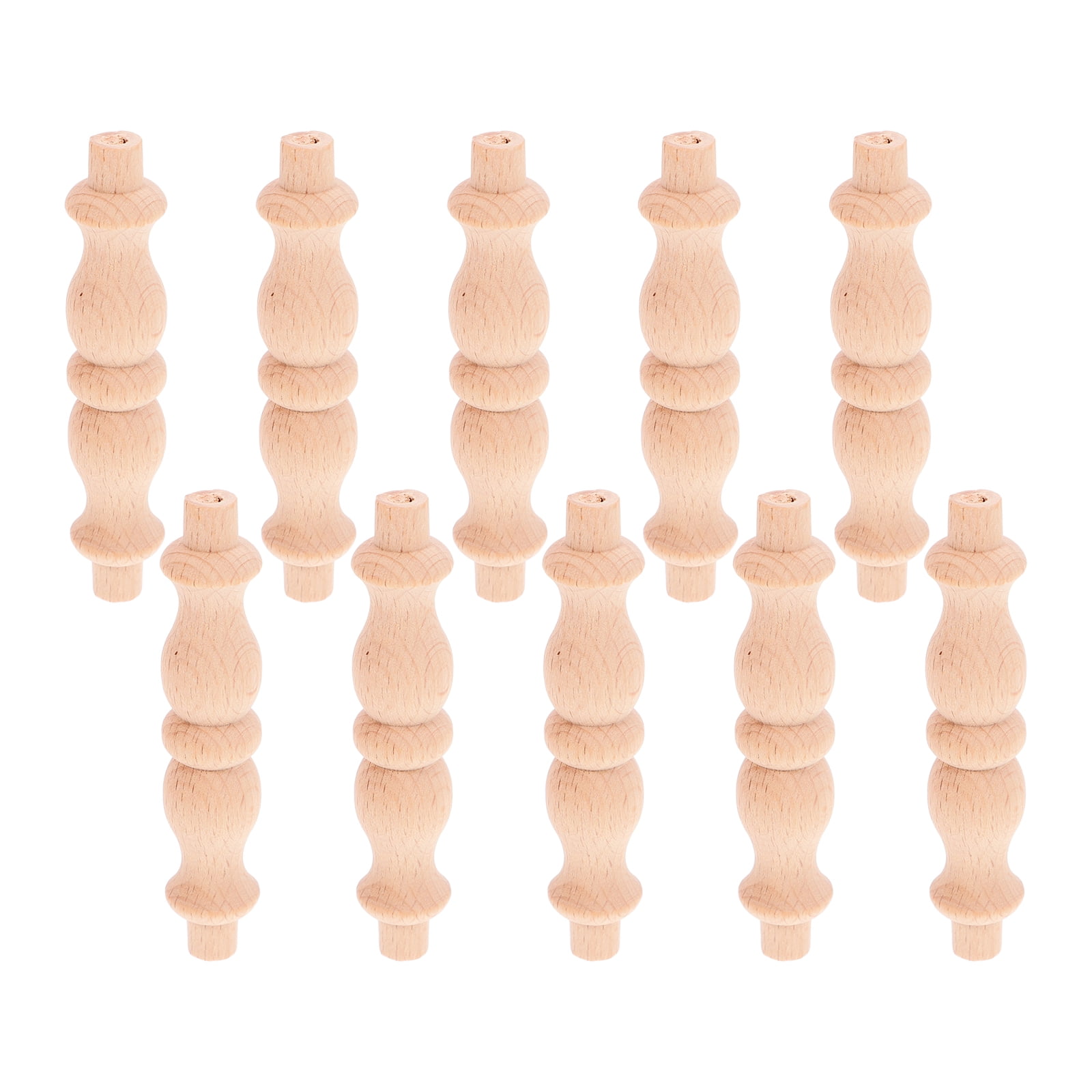 10 Pack Wooden Baluster Spindles 3.3 inch Unfinished Decorative Wood Craft Spindles for DIY ...