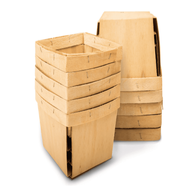 10 Pack Wooden Gift Baskets for Picking Fruit or Arts, Crafts and Decor; 4Square Vented Wood ...