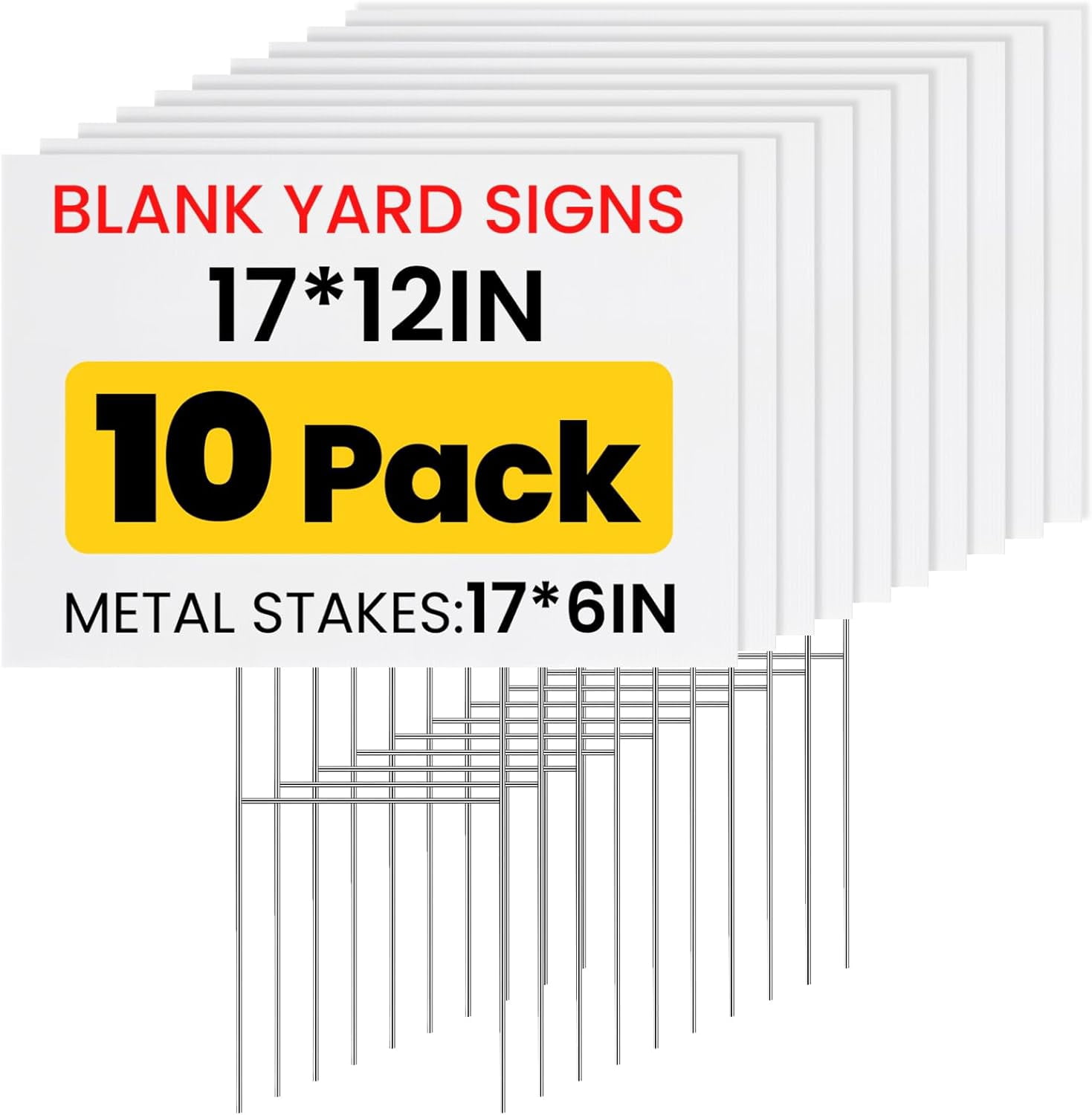 10 Pack Yard Signs with Metal Stakes, Custom Yard 17 x 12 Inches ...