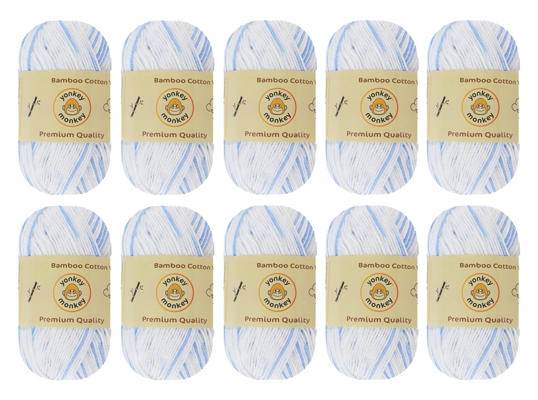 10-Pack Yonkey Monkey Skein Tencel Yarn - 70% Bamboo, 30% Cotton (Blue ...
