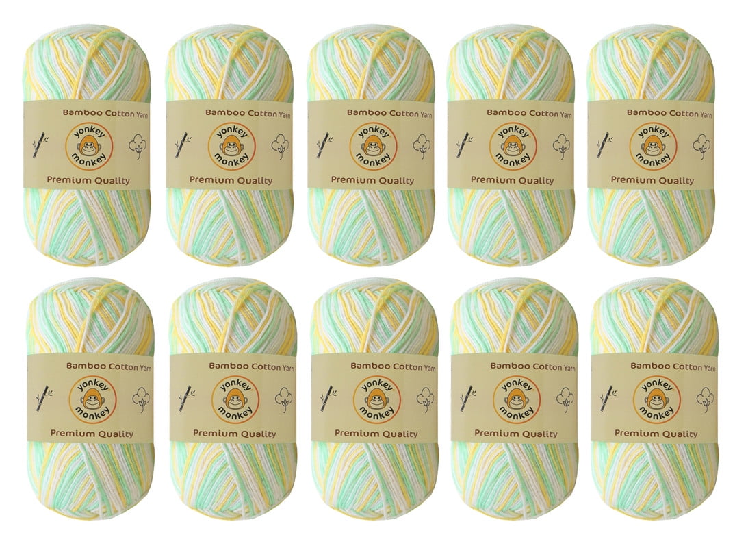 10-Pack Yonkey Monkey Skein Tencel Yarn - 70% Bamboo, 30% Cotton (Green ...