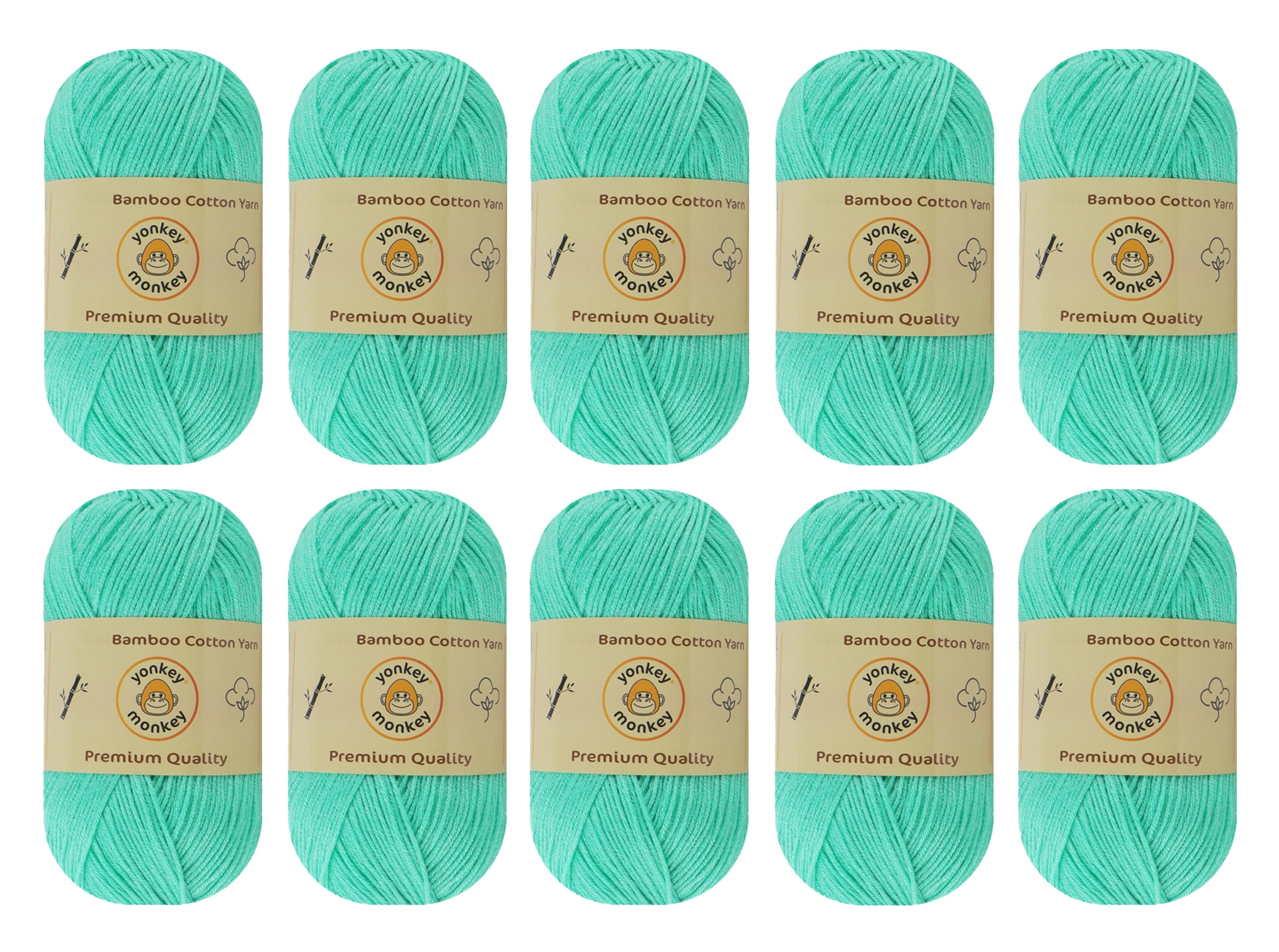 10-Pack Yonkey Monkey Skein Tencel Yarn - 70% Bamboo, 30% Cotton (Light ...