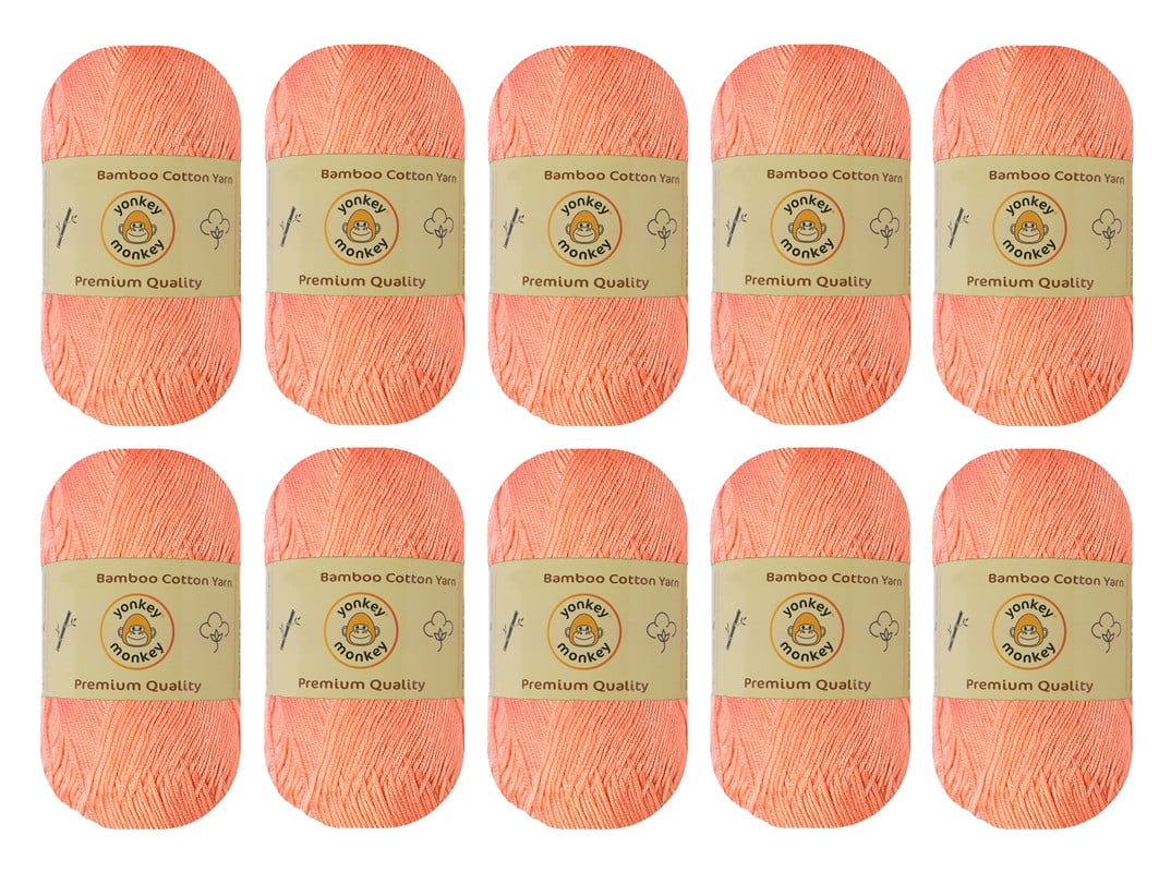 10-Pack Yonkey Monkey Skein Tencel Yarn - 70% Bamboo, 30% Cotton (Peach ...