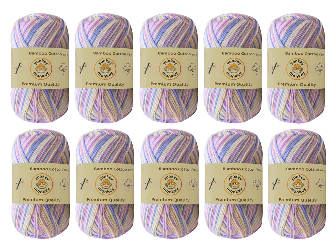 10-Pack Yonkey Monkey Skein Tencel Yarn - 70% Bamboo, 30% Cotton ...