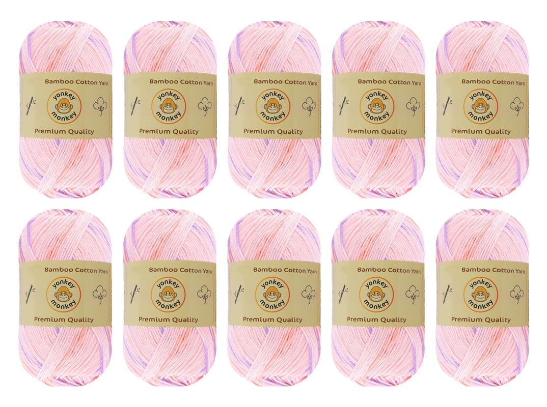 10-Pack Yonkey Monkey Skein Tencel Yarn - 70% Bamboo, 30% Cotton ...