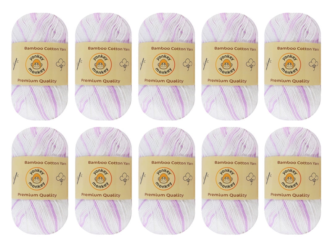 10-Pack Yonkey Monkey Skein Tencel Yarn - 70% Bamboo, 30% Cotton ...