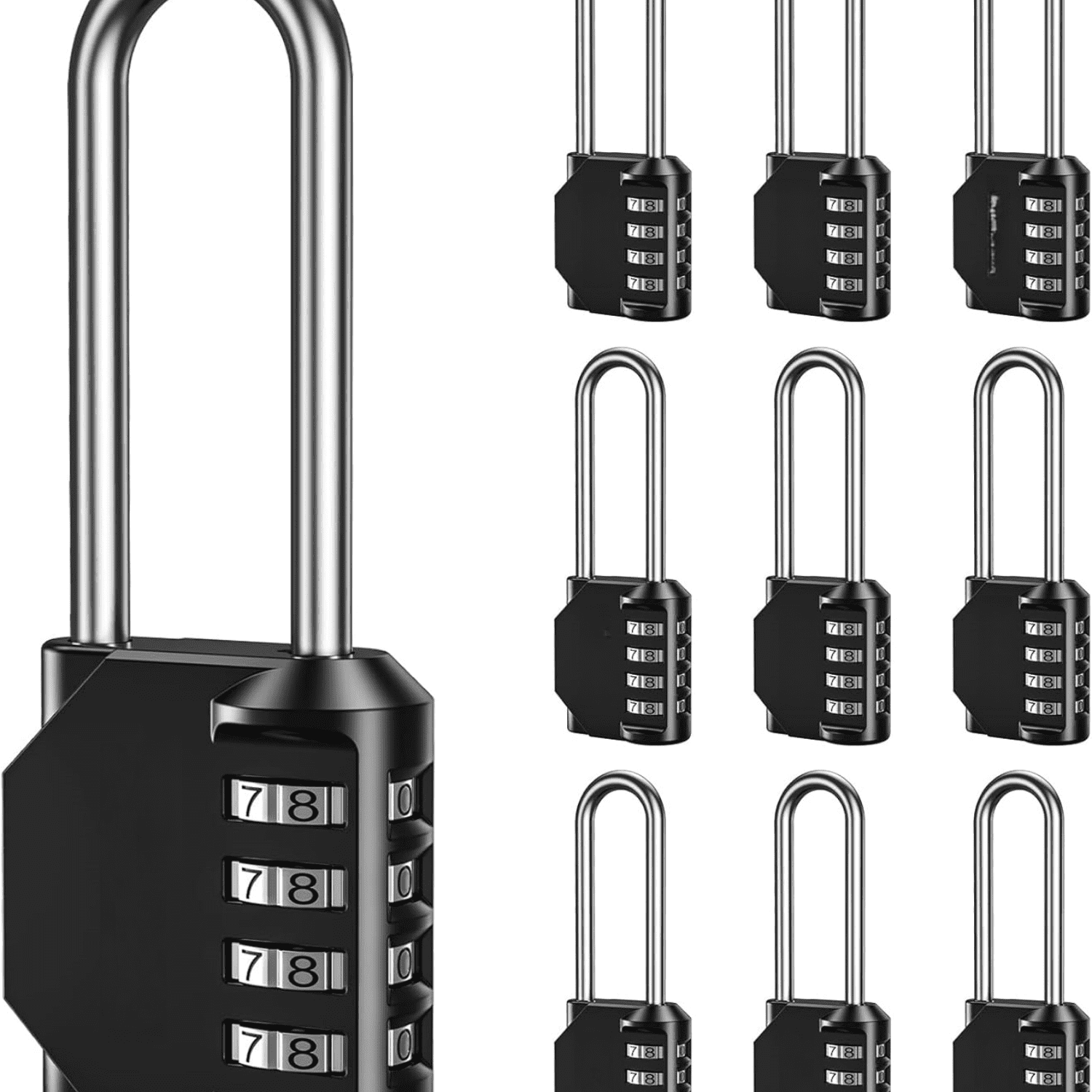 10 Pack disecu 2.6 Inch Long Shackle Combination Lock, 4 Digit Outdoor ...