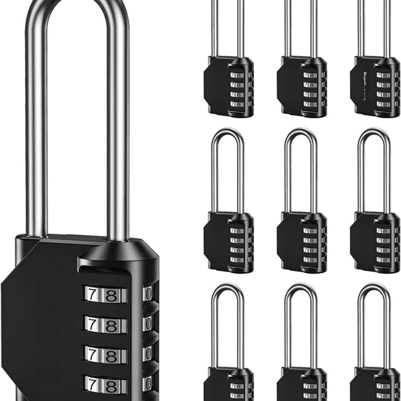 10 Pack disecu 2.6 Inch Long Shackle Combination Lock, 4 Digit Outdoor ...