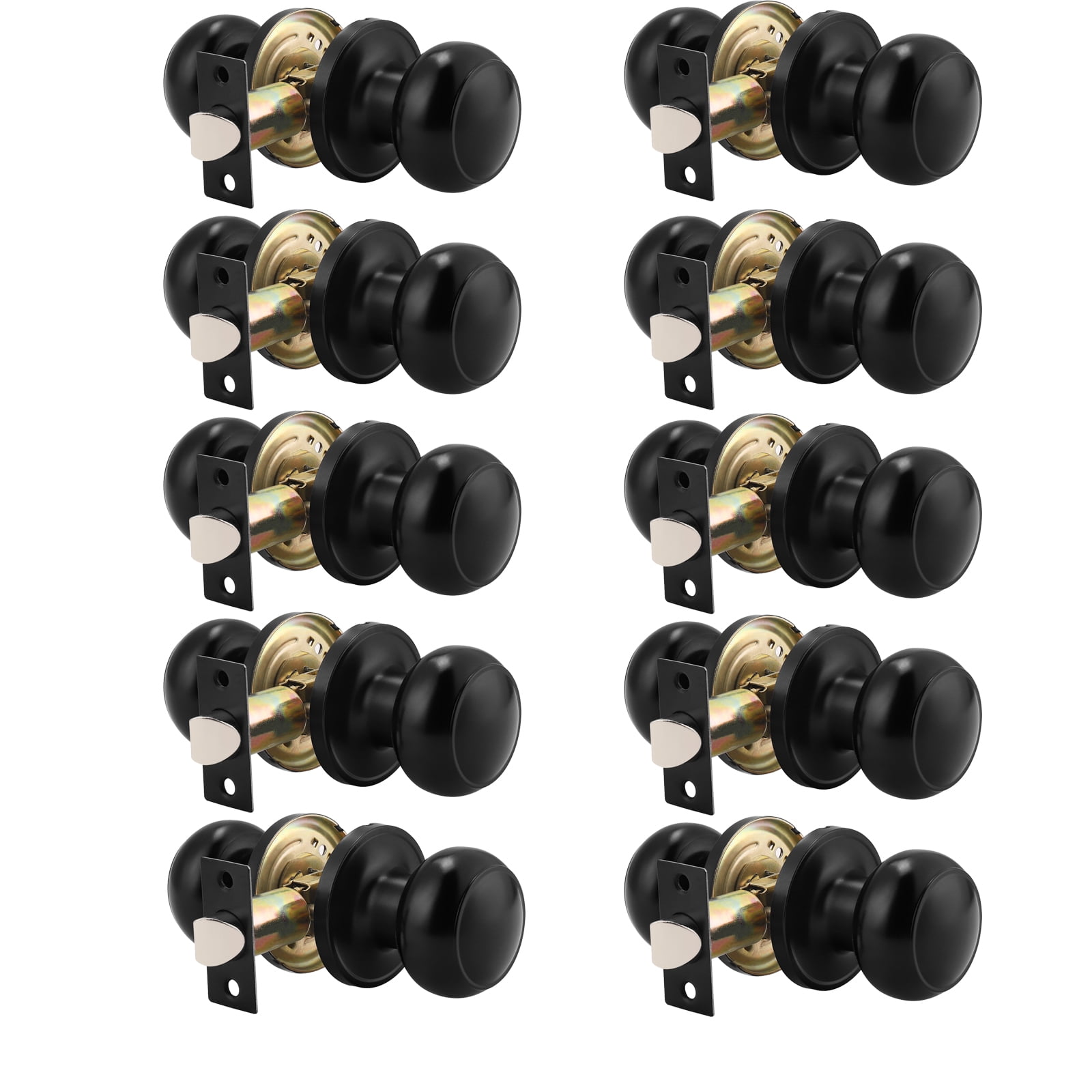 (10 Pack) knobelite Round Passage Door Knob(Non-Locking Knobs), Keyless ...