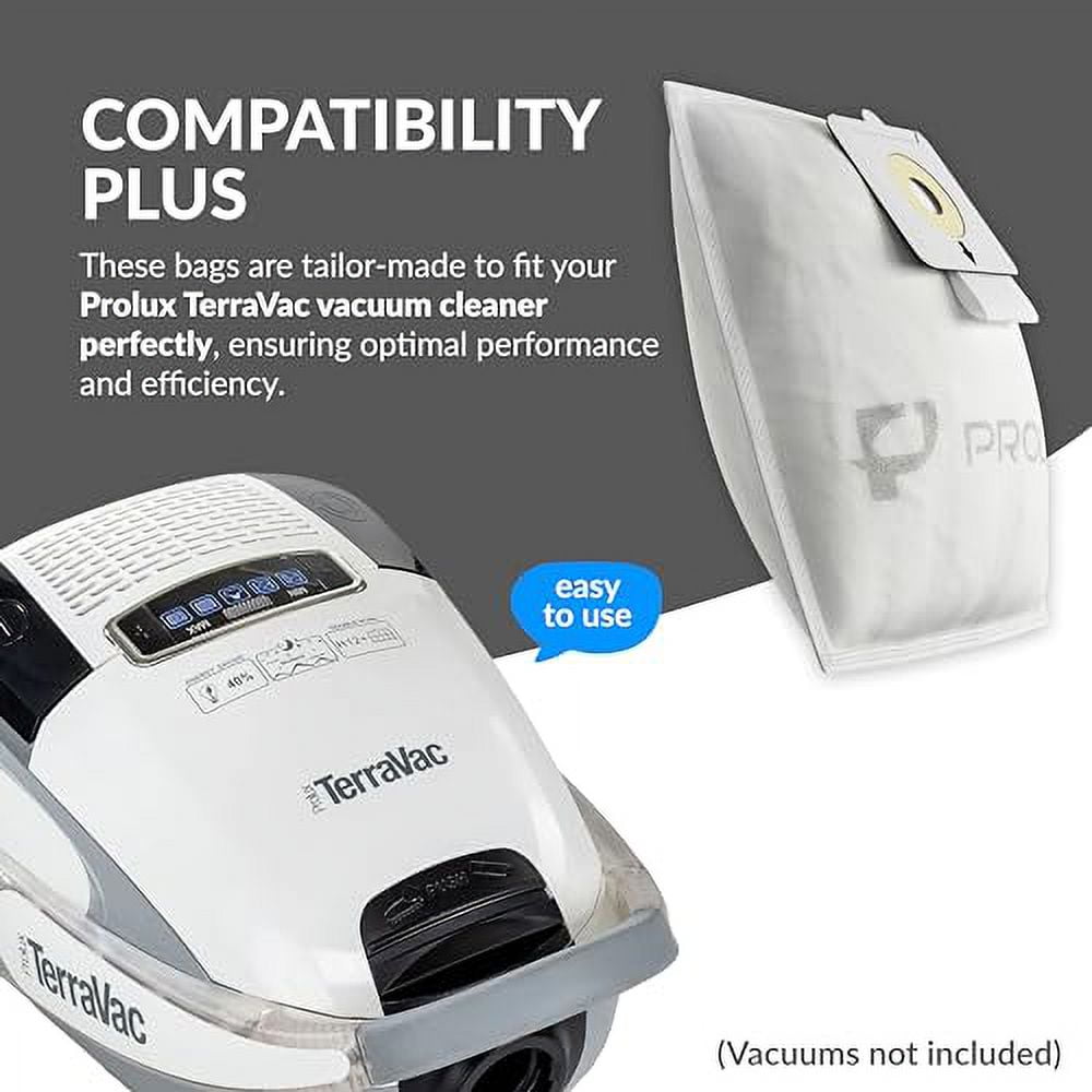 10 Pack of Bags for Prolux TerraVac Vacuum Cleaner, Disposable, Easy to Use, Great Filtration ...