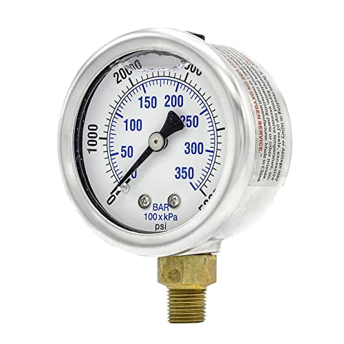 10 Pack of Liquid Filled Lower Mount Pressure Gauge with 2" Dial, 0 ...
