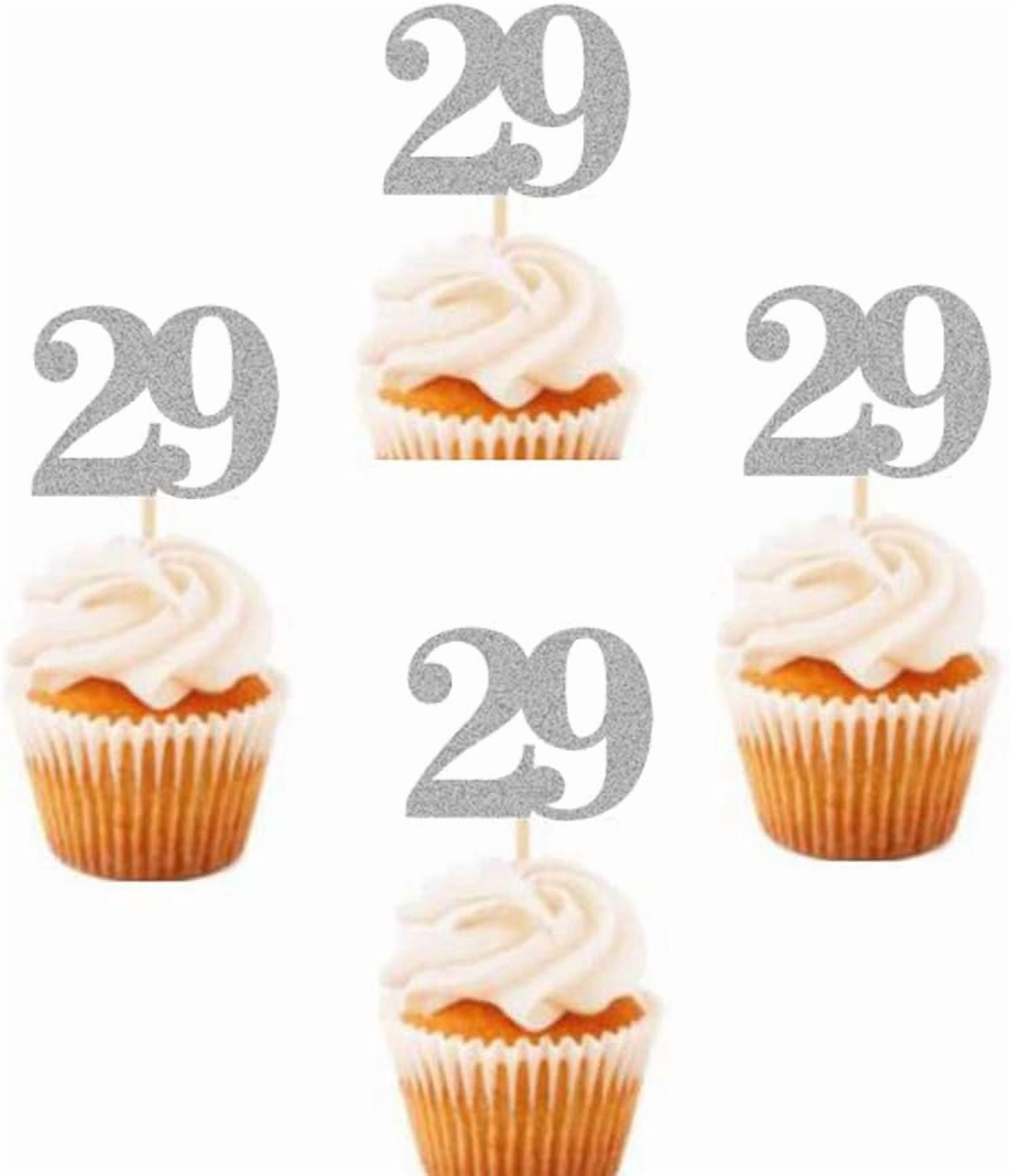 10 Pack of Number"29" Cupcake Toppers Glitter 29th Birthday Party ...
