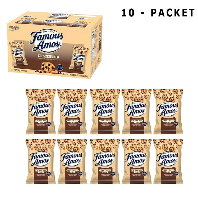 10 Packet of Famous Amos Classic Bite-Size Cookies | 2 oz. Chocolate ...