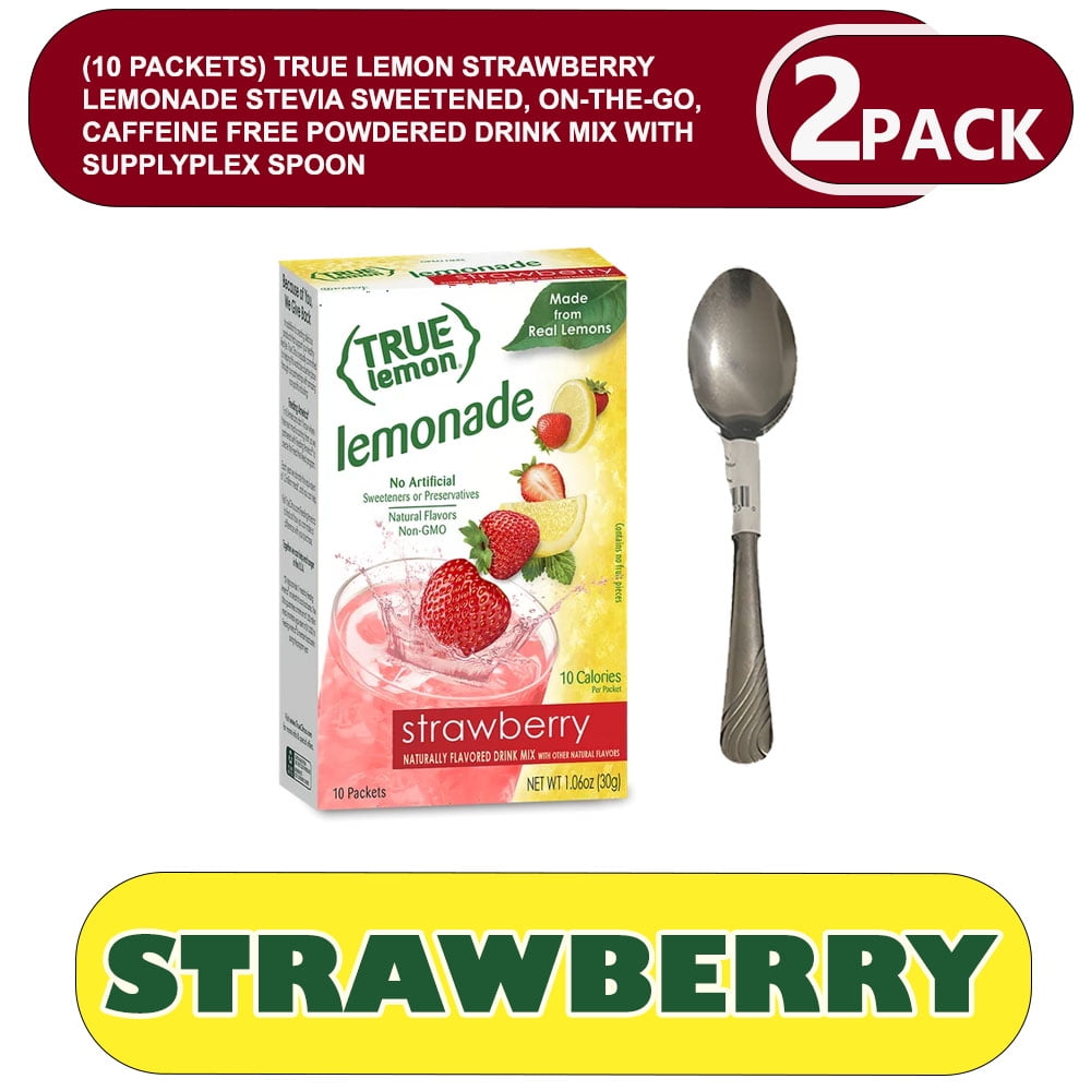 (10 Packets) True Lemon Strawberry Lemonade Stevia Sweetened, On-The-Go ...