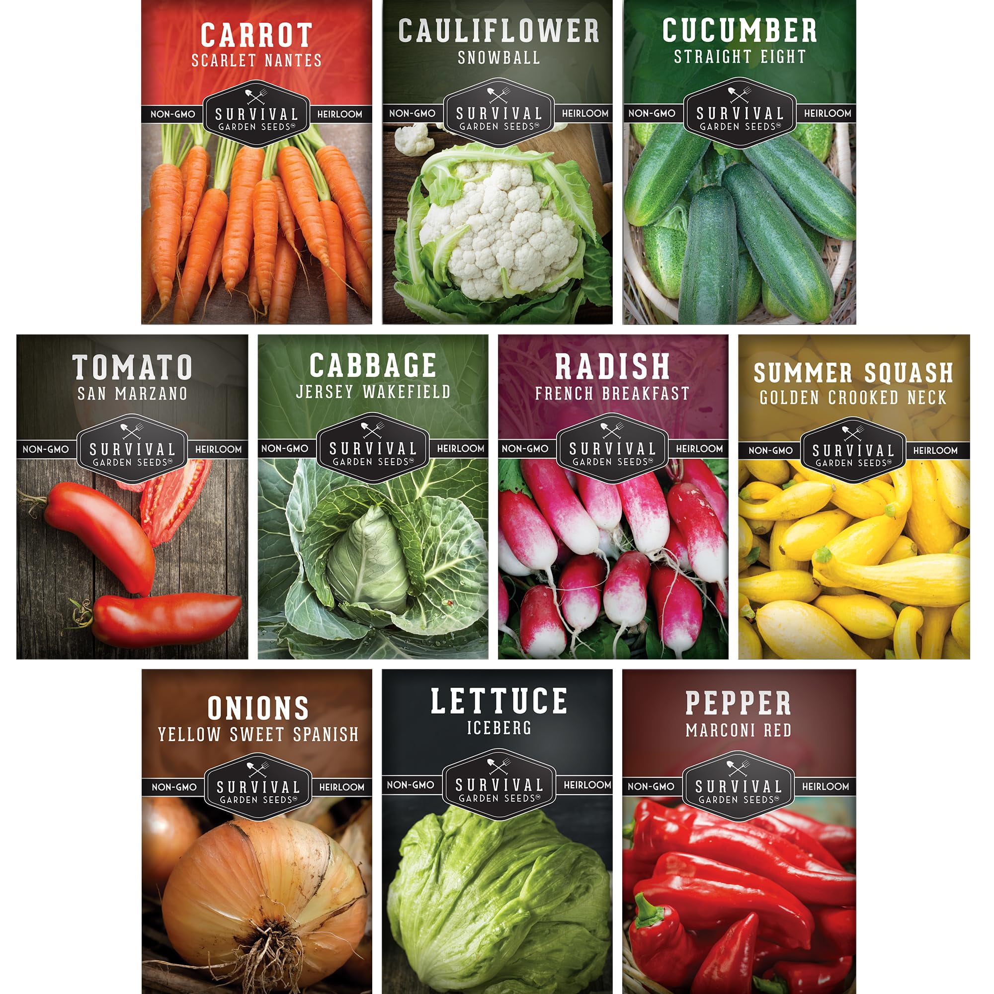 10 Packets Vegetable TWE5 Seeds for Planting - Grow Your Cabbage, Carrot, Cucumber, Lettuce ...