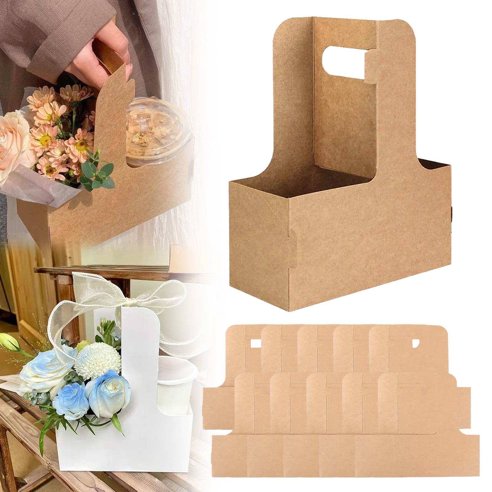 10 Packing Boxes Clearance! 10Pcs Kraft Paperboard Cup Holder 2 Cup ...